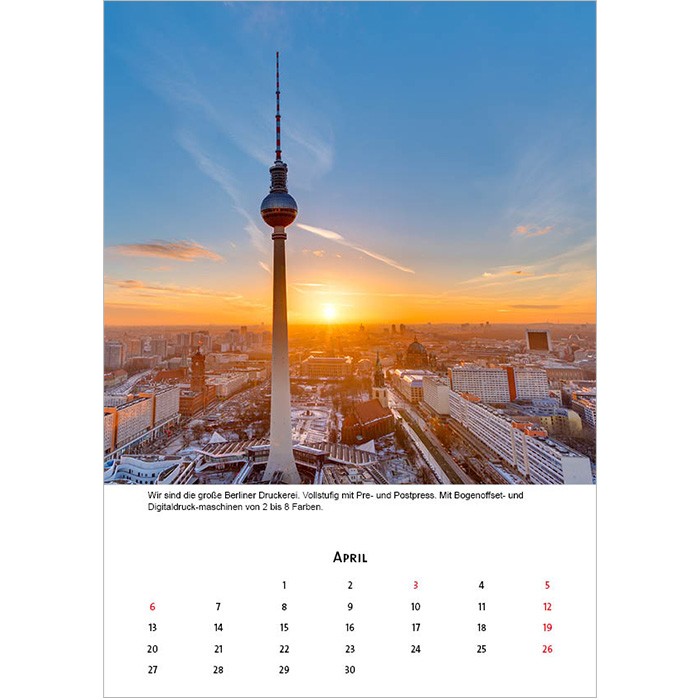 Kalender online gestalten im Format A4 quer (weiß)